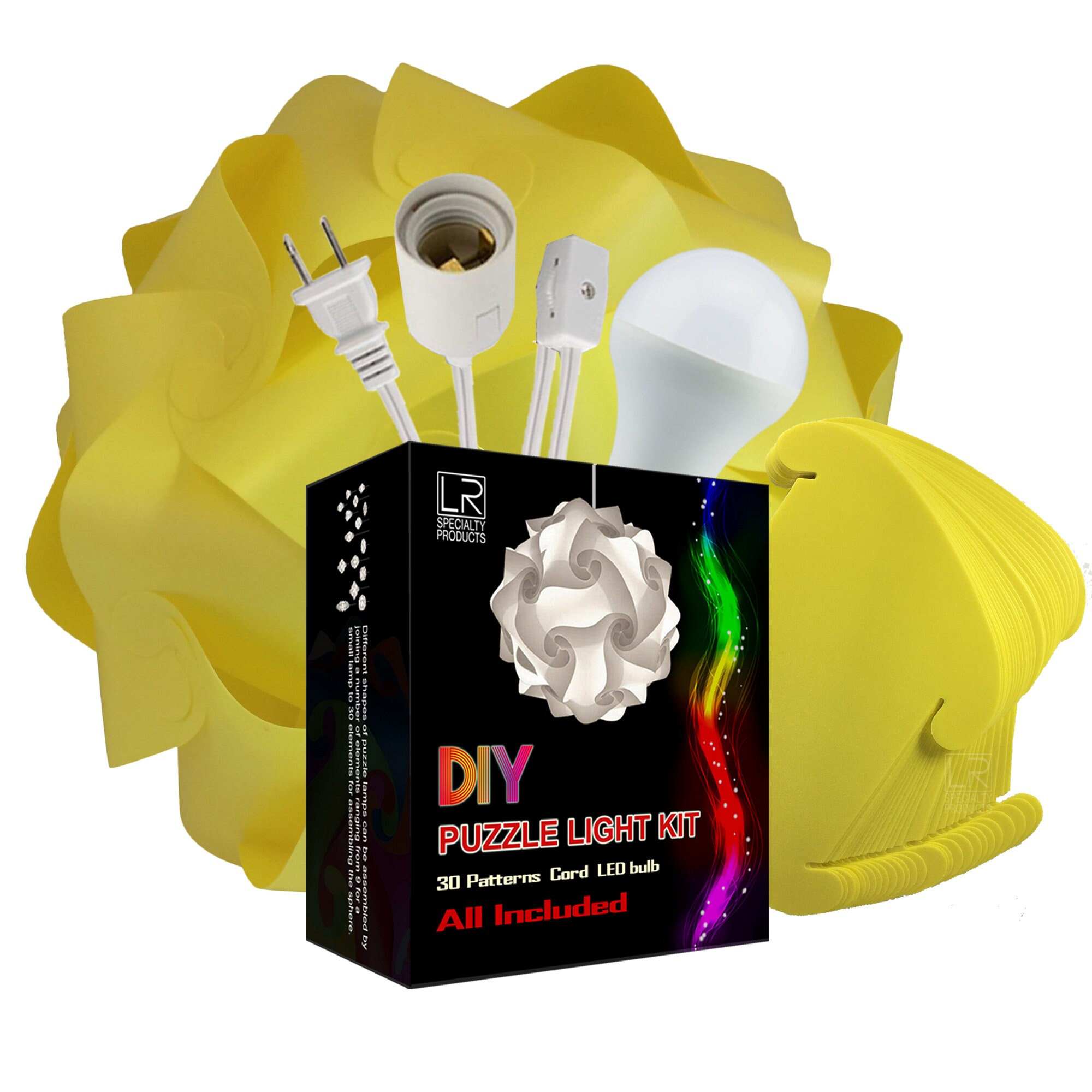 DIY Puzzle Lamp Kit - Cord & LED Bulb Included - IQ Jigsaw Medium Light ...