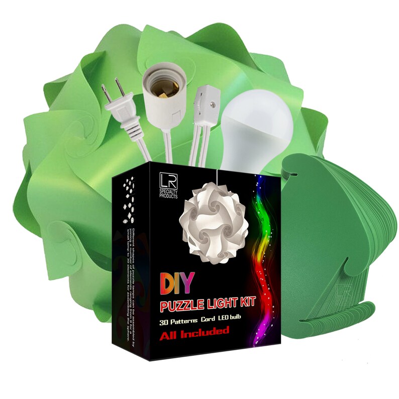 DIY Puzzle Lamp Kit - Cord & LED Bulb Included - IQ Jigsaw Medium Light ...