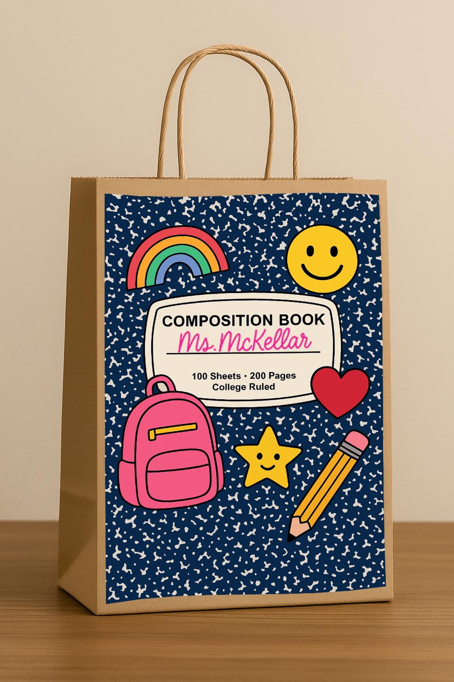 Printable Composition Book Gift Bag Label – Canva Template – Perfect ...