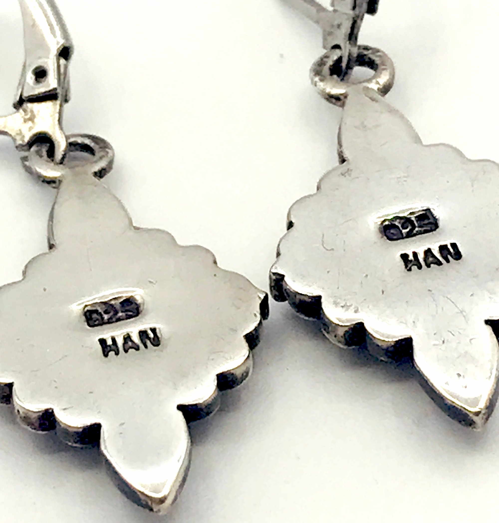 Delicate Classy HAN Sterling and Onyx Drop Vintage Earrings With Lever ...