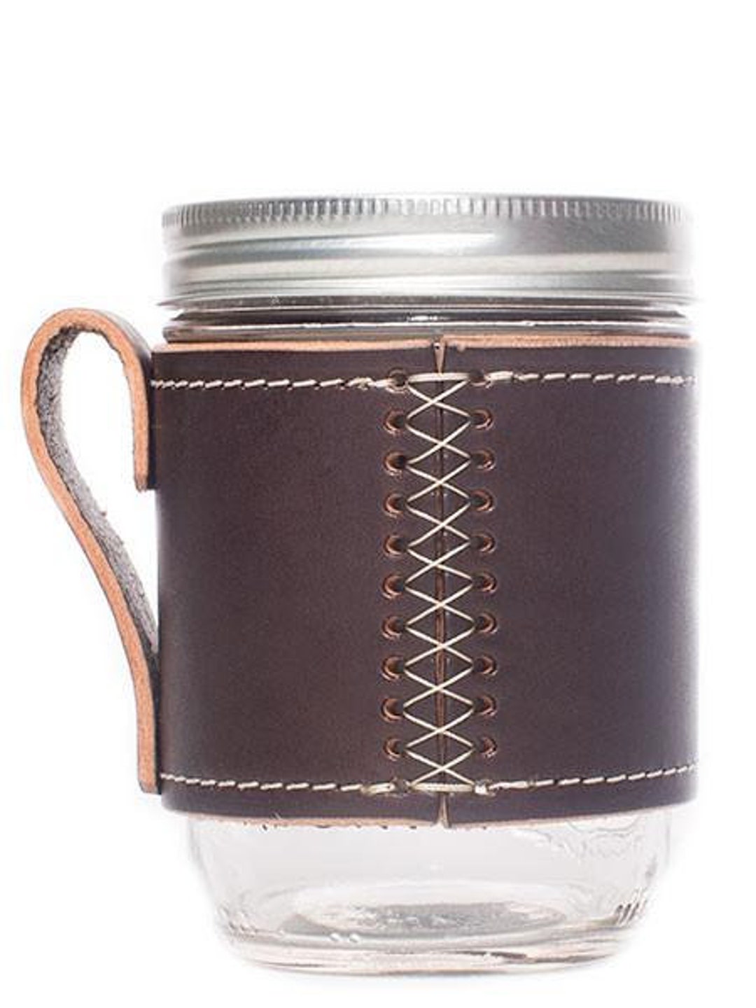 Leather Mason Jar Holders! - Leather Mason Jar Sleeve, Leather Cozie ...