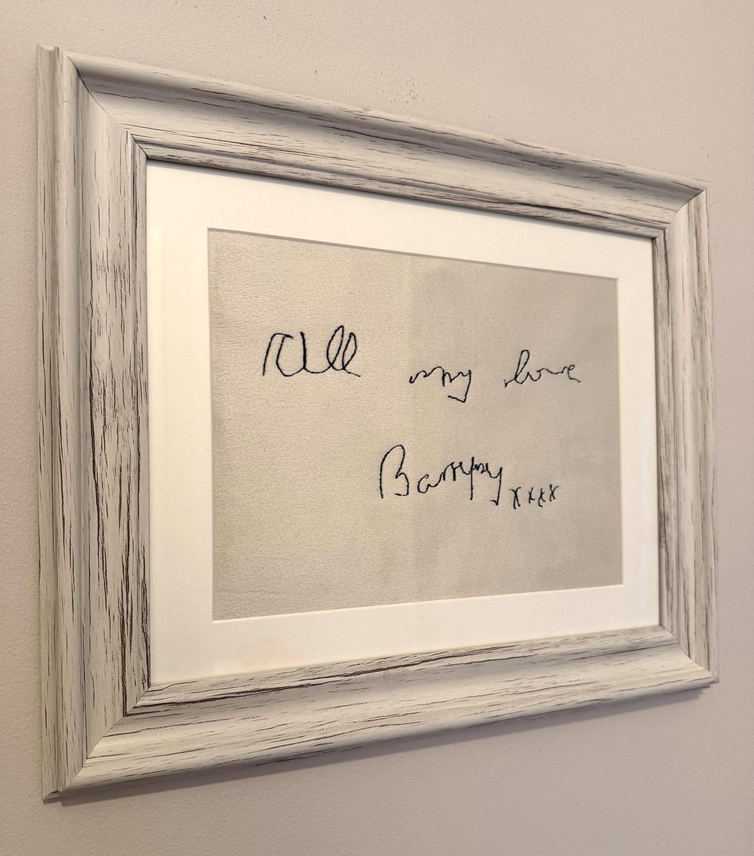 Embroidered Handwriting Keepsake: Velvet Framed Photo - Etsy UK