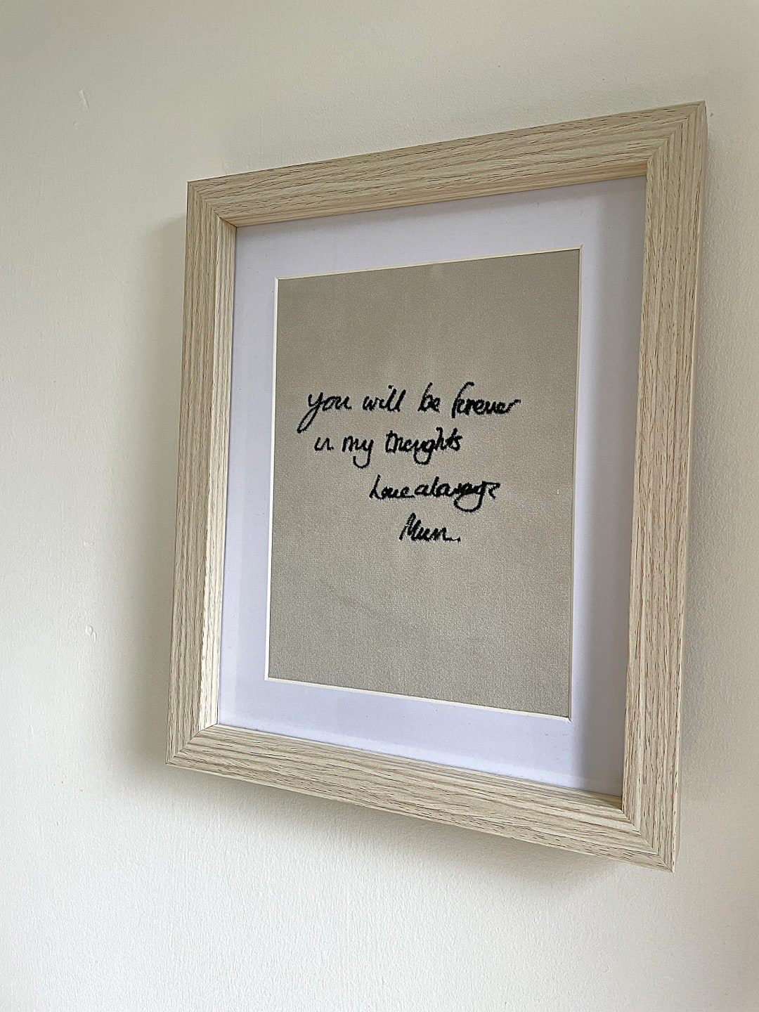 Embroidered Handwriting Keepsake: Velvet Framed Photo - Etsy UK