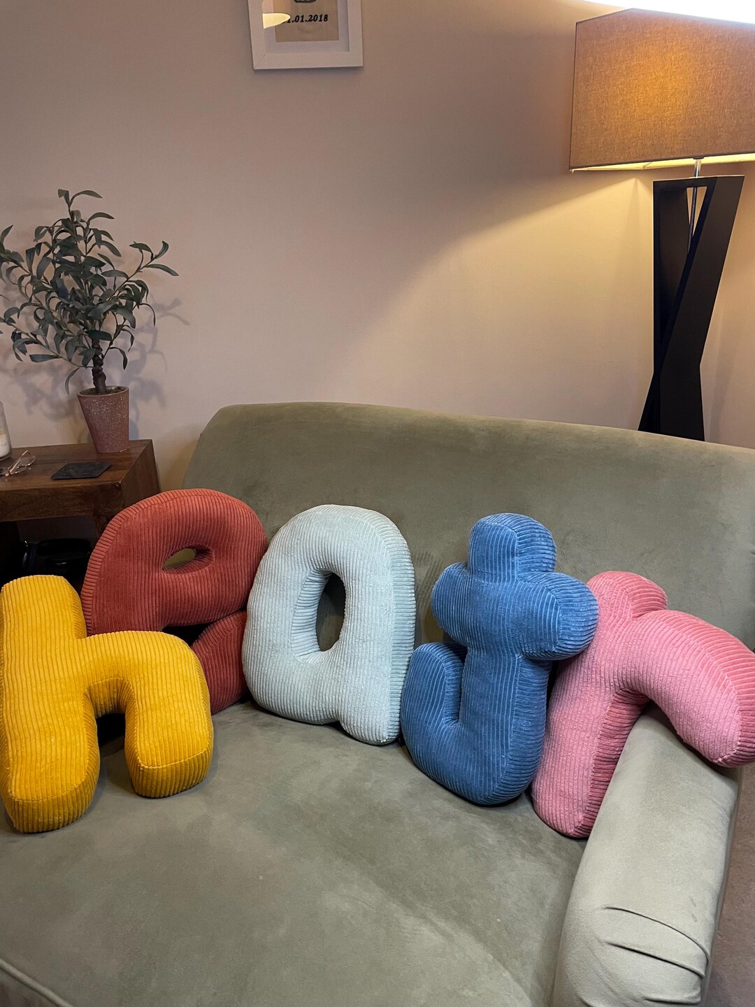 Large Corduroy ‘small Letter/alphabet Cushion/number’ Decorative ...