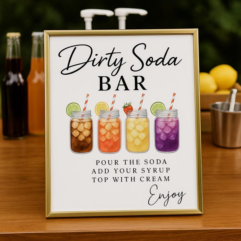 Dirty Soda Bar Sign – Printable Soda Station Decor for Birthday Parties ...