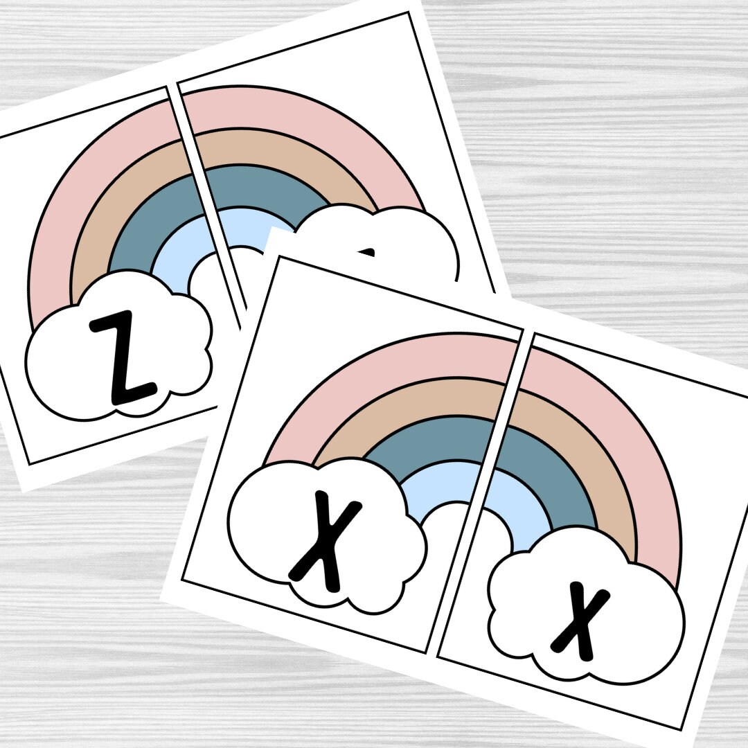 Boho Rainbow Alphabet Match Cards - Etsy