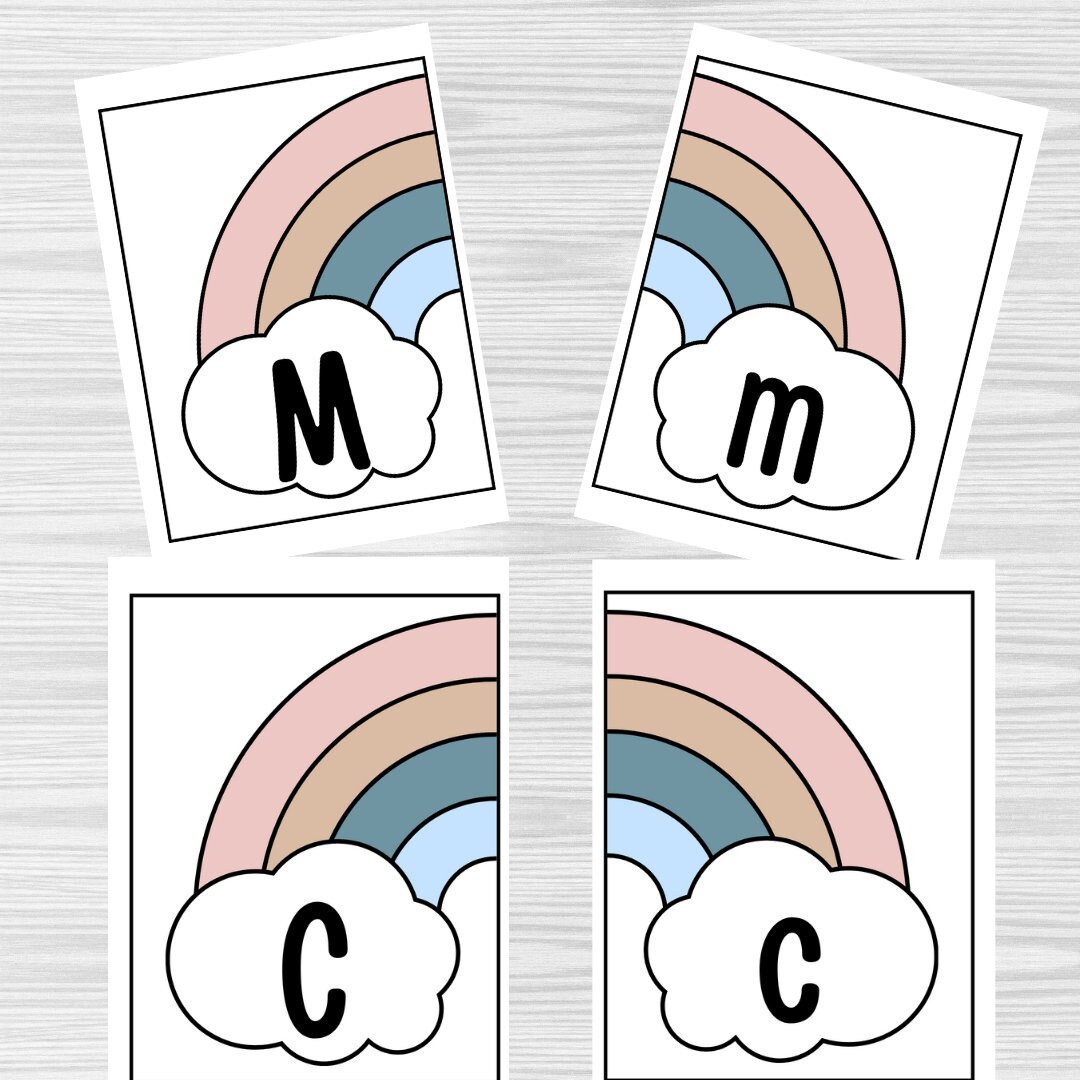 Boho Rainbow Alphabet Match Cards - Etsy