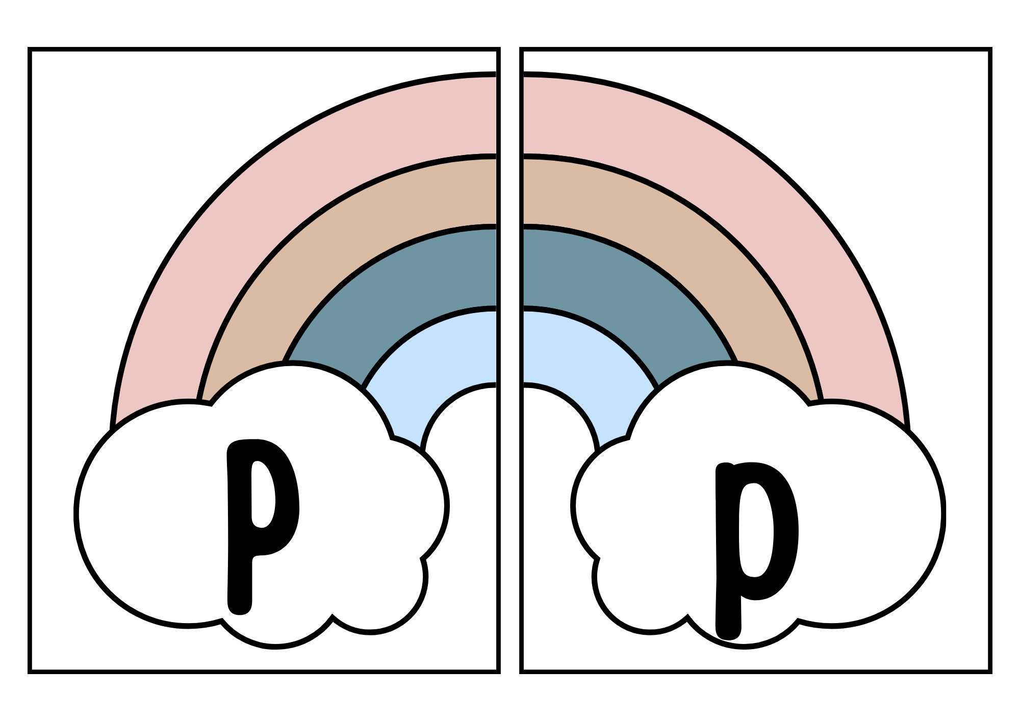 Boho Rainbow Alphabet Match Cards - Etsy