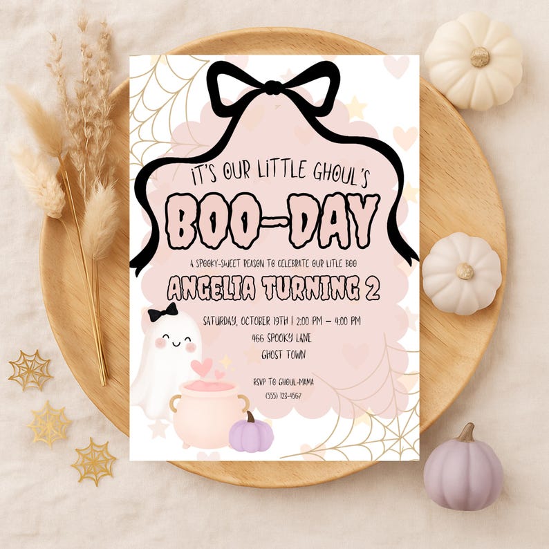 Pastel Ghost Birthday Invitation | Editable Spooky Ghoul Party (digital ...