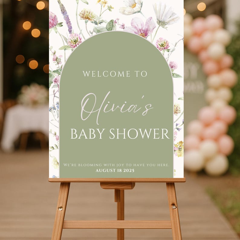 Floral Baby Shower Printable Bundle: Editable Invitation, Sign, Cards ...