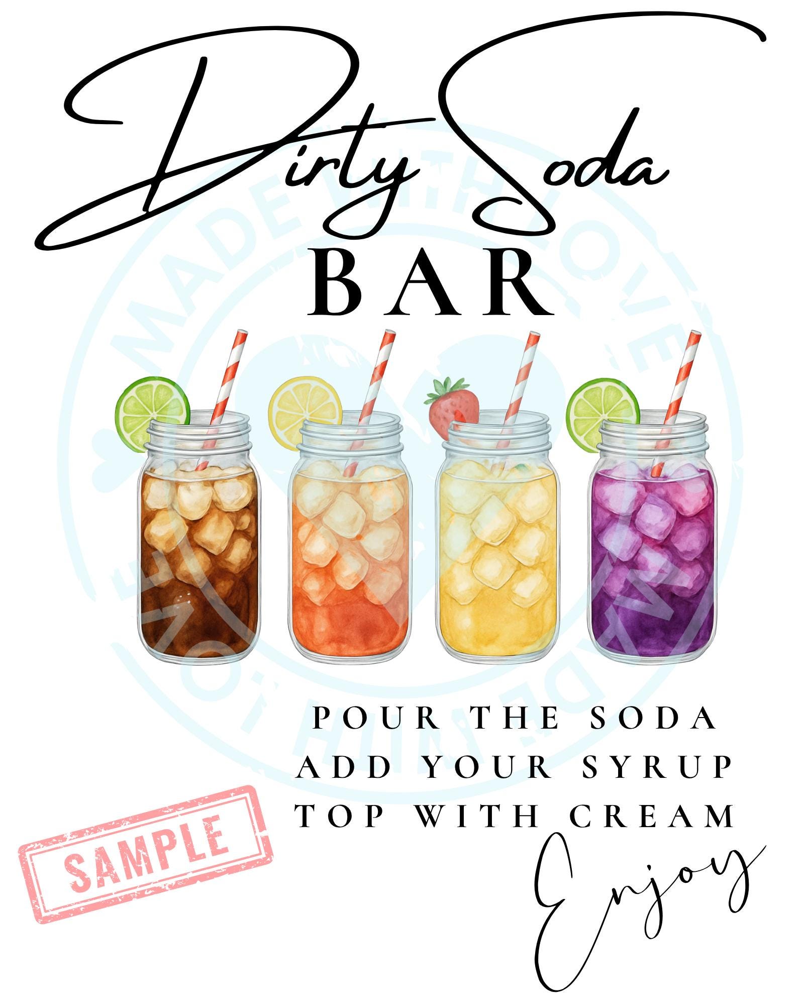 Dirty Soda Bar Sign – Printable Soda Station Decor for Birthday Parties ...