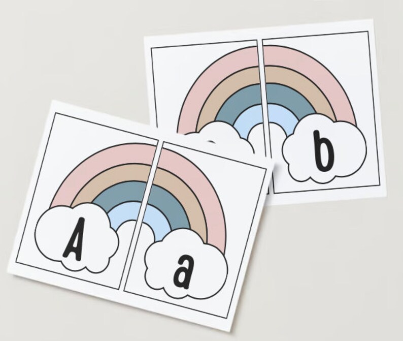 Boho Rainbow Alphabet Match Cards - Etsy