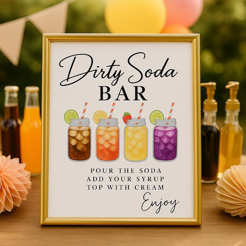 Dirty Soda Bar Sign – Printable Soda Station Decor for Birthday Parties ...