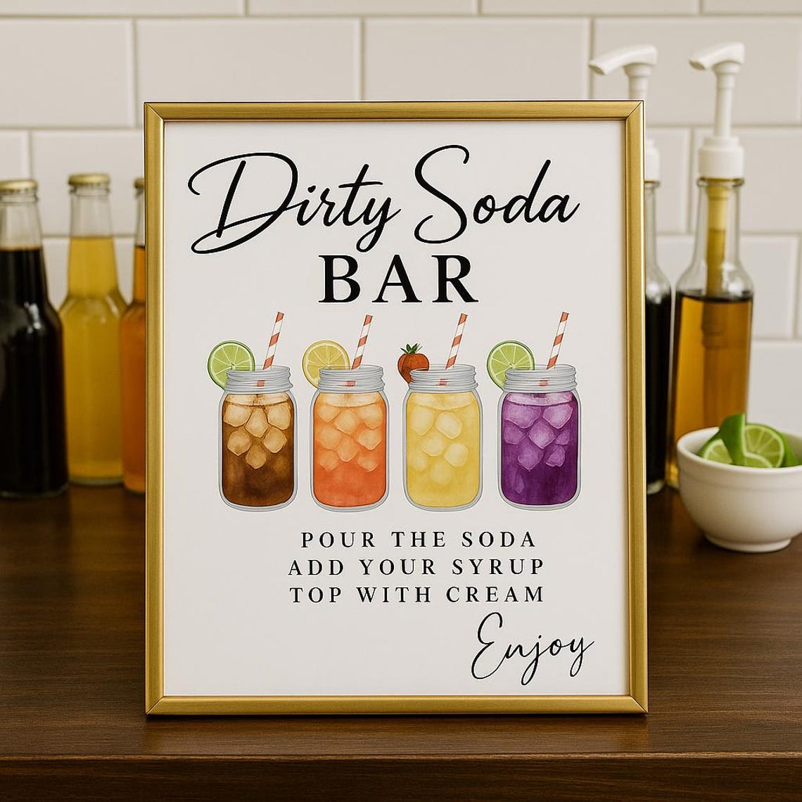 Dirty Soda Bar Sign – Printable Soda Station Decor for Birthday Parties ...
