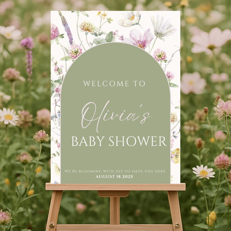 Floral Baby Shower Printable Bundle: Editable Invitation, Sign, Cards ...