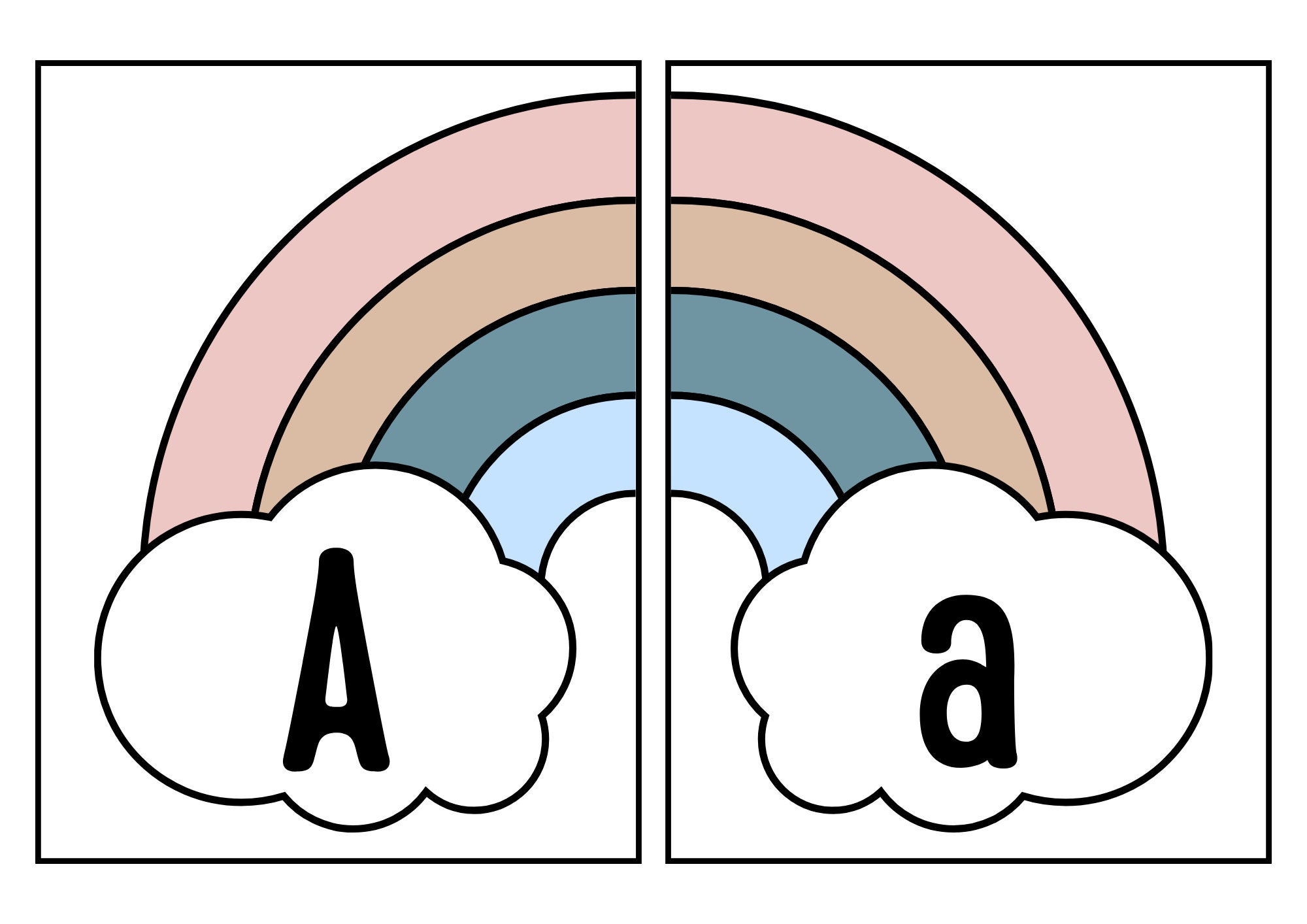 Boho Rainbow Alphabet Match Cards - Etsy