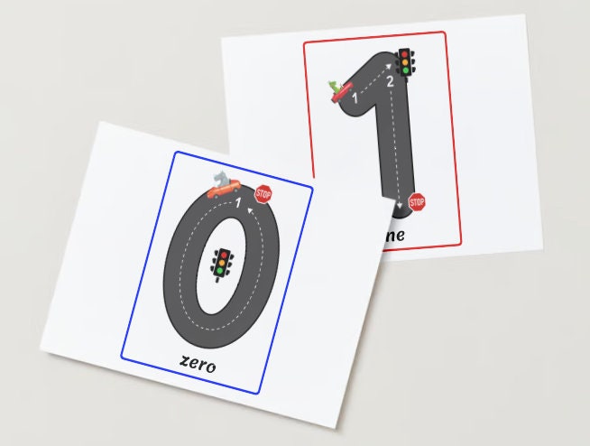 Road Themed Number Tracing - Digital Flashcards - Etsy