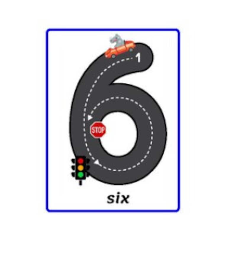 Road Themed Number Tracing - Digital Flashcards - Etsy