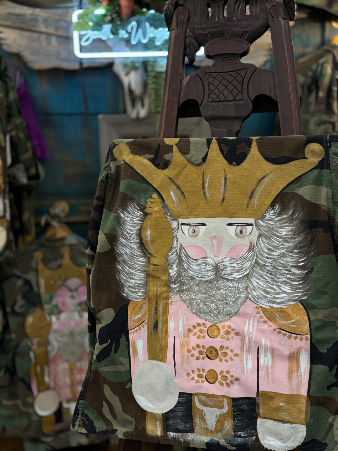 Hand Painted Nutcracker Jacket Military Camo Shacket OOAK Bespoke ...