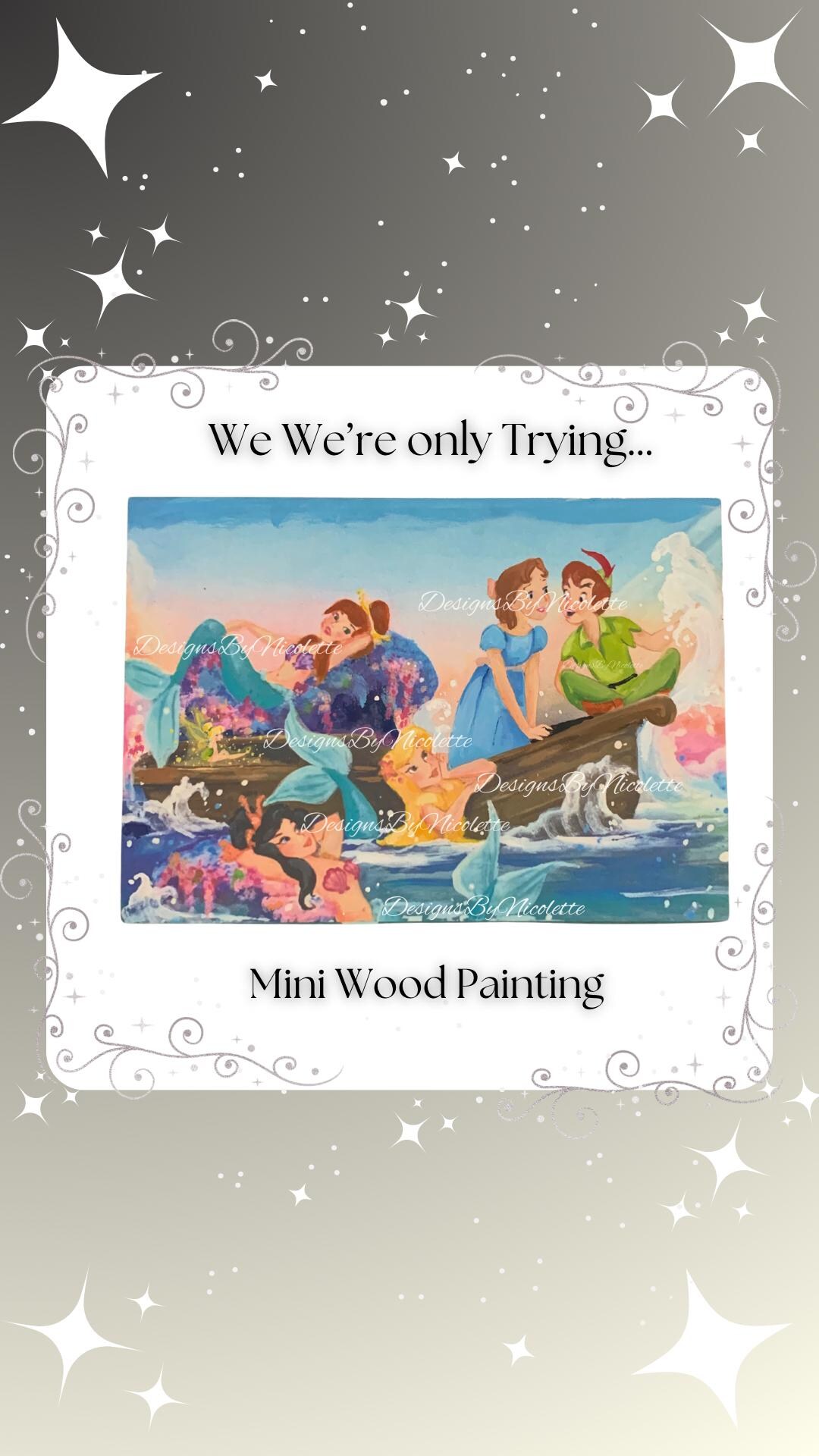 Peter Pan Wendy and the Neverland Mermaids Mini Painting on Wood 5x7 ...