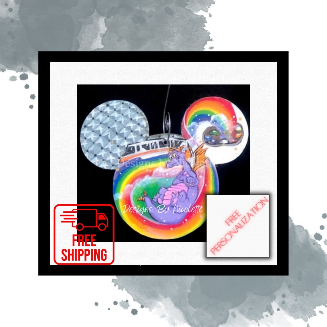 Figment Dragon Epcot Wood Mini Painting / Christmas Ornament Mouse ...