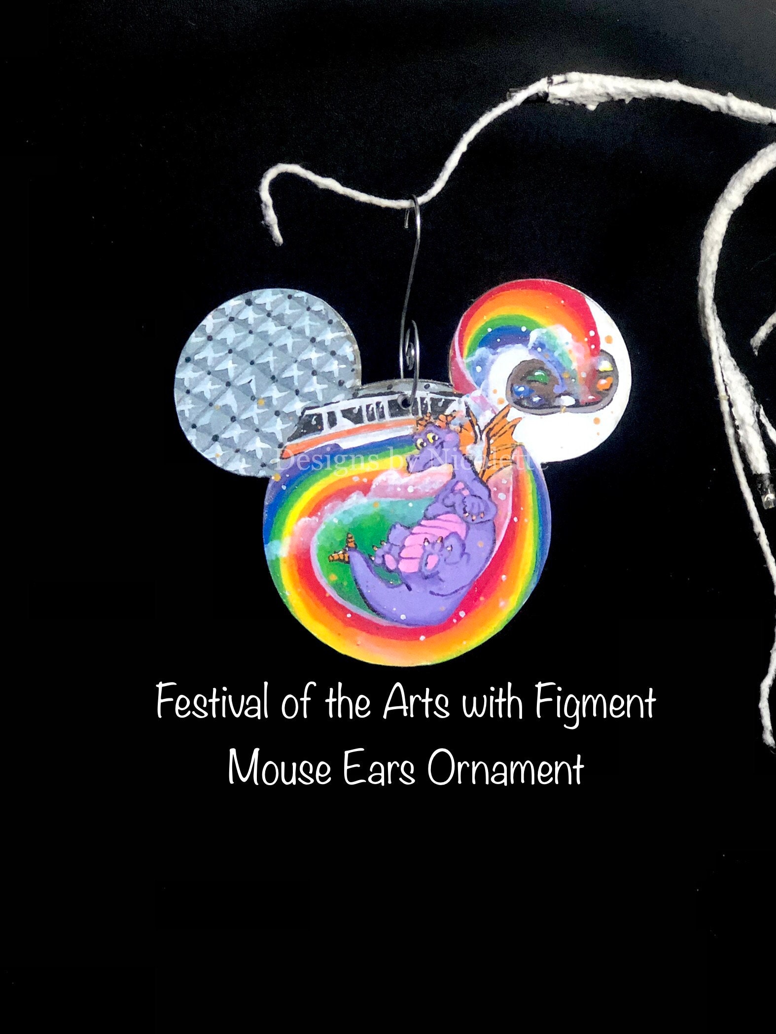 Figment Dragon Epcot Wood Mini Painting / Christmas Ornament Mouse ...