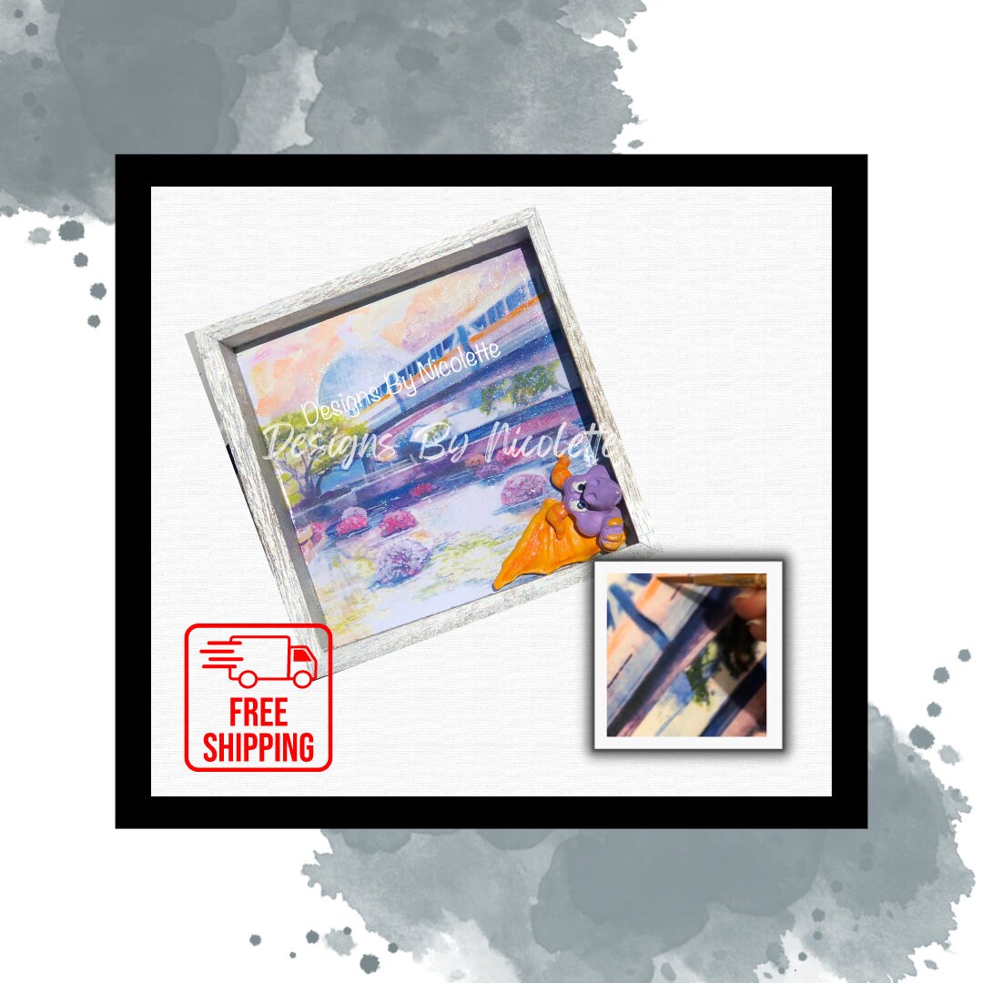 Disney Epcot Figment Dragon Sculpture Wood Display / Wall Painting ...