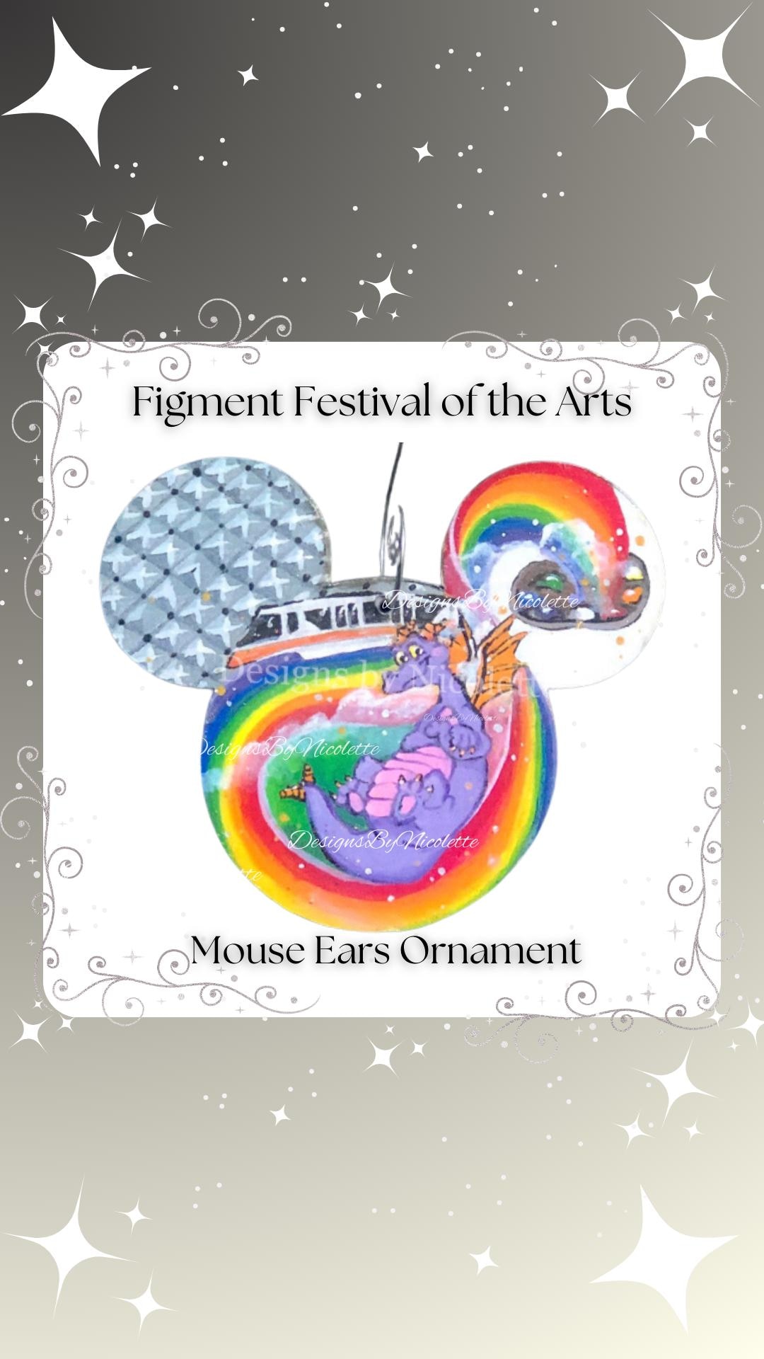 Figment Dragon Epcot Wood Mini Painting / Christmas Ornament Mouse ...