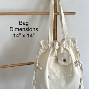 Drawstring Tote Bag With Pocket | Cute Tote Bag | Bag for Women ...