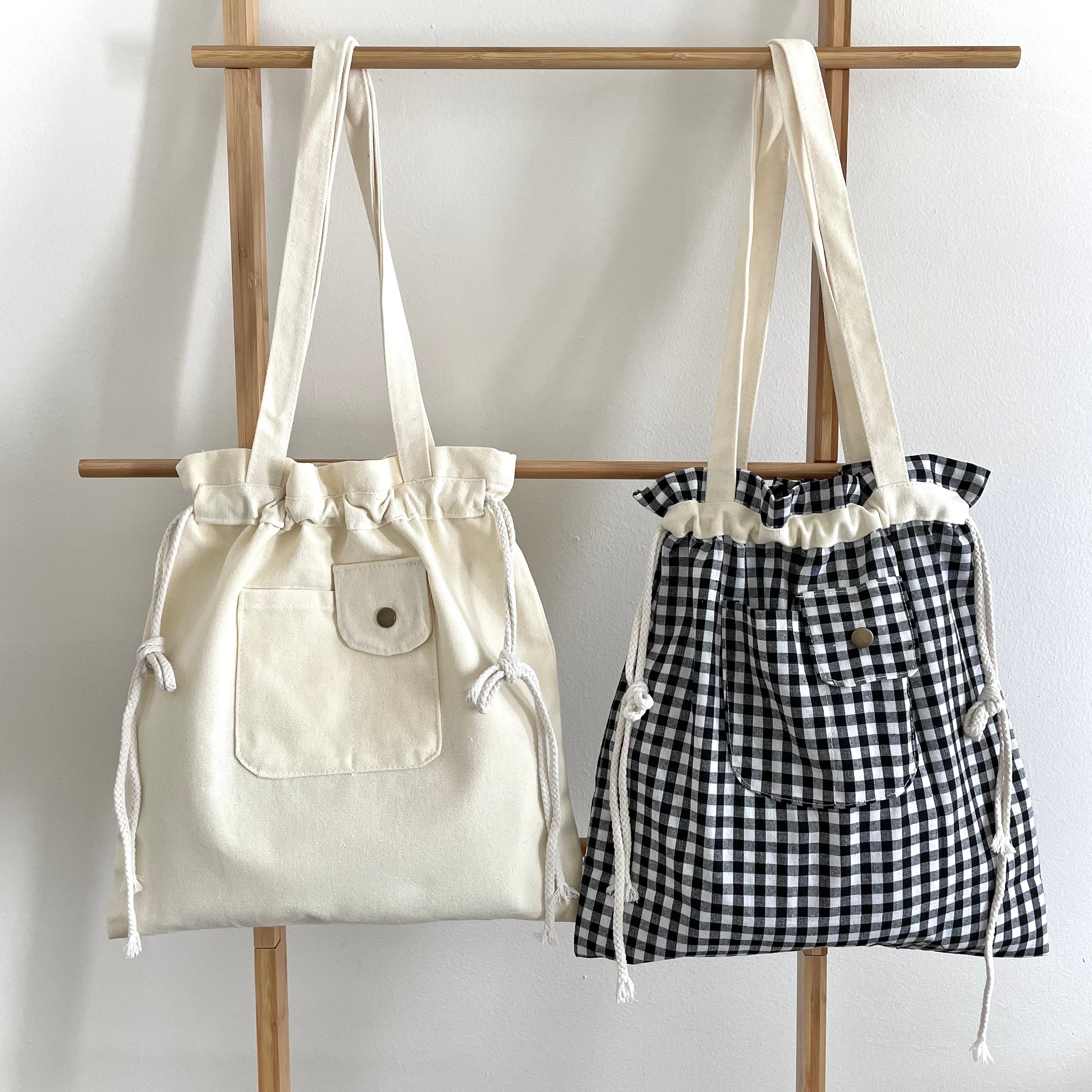Drawstring Tote Bag With Pocket | Cute Tote Bag | Bag for Women ...