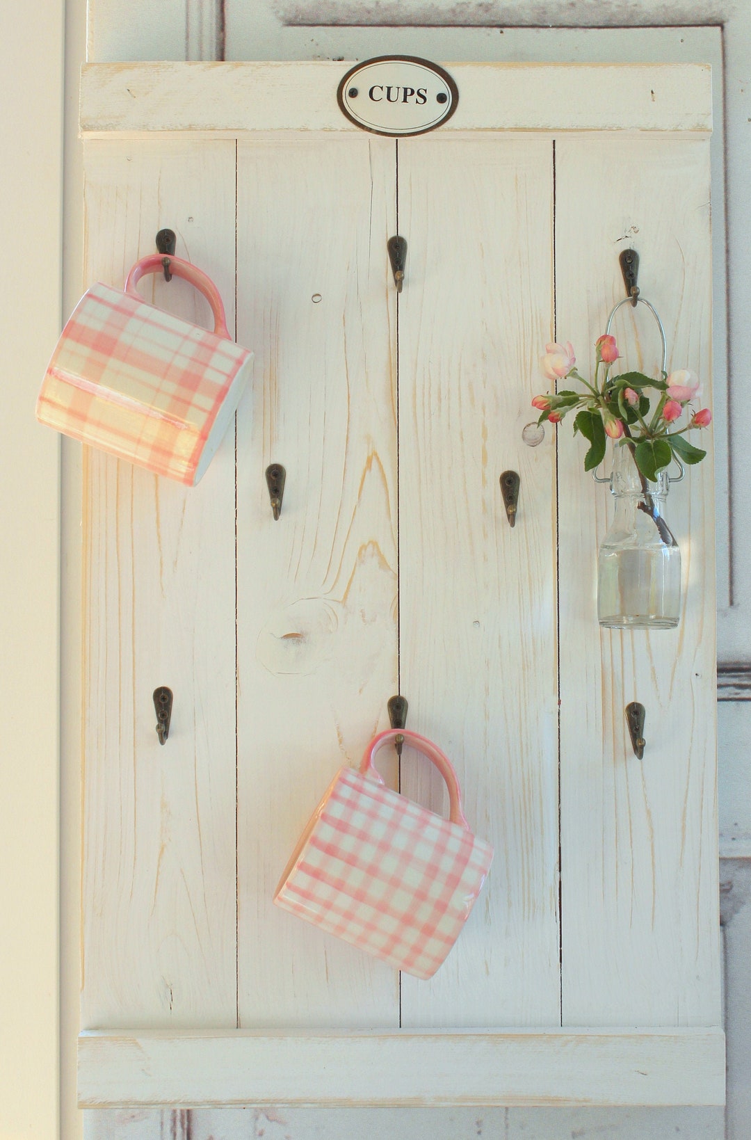 Country House Cup Shelf Cups CARLOTTA, Cup Holder Handmade Shabby Chic ...