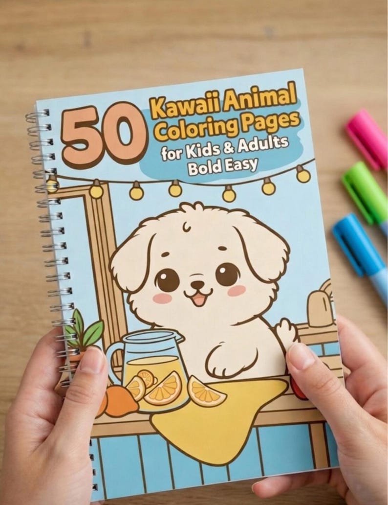 50 Kawaii Animal Coloring Pages, Bold Easy Chibi Art (PDF Download) - Etsy