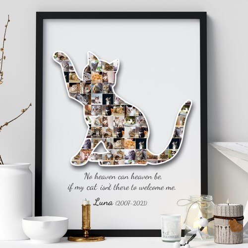 Custom Cat Photo Collage Wall Art Personalized Cat Owner | Etsy