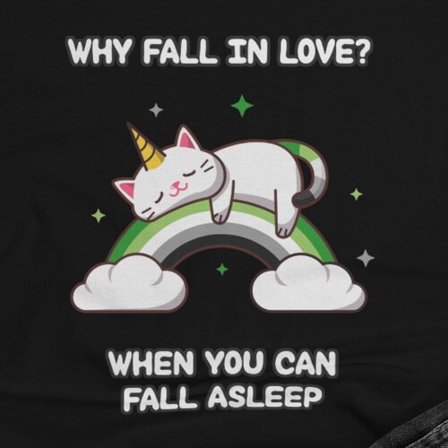 Aromantic Cat Sleeping on Rainbow Tshirt Funny Aromantic - Etsy