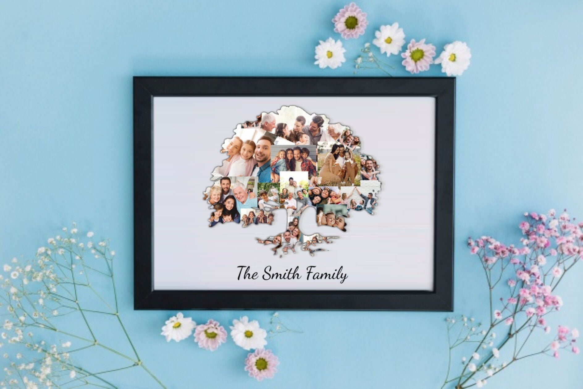 Family Tree Photo Collage with your Pictures Personalized | Etsy