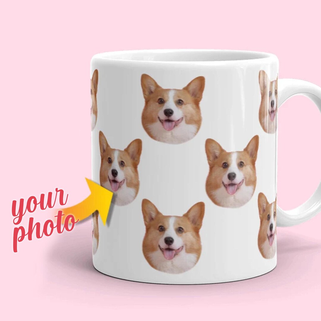 Custom Dog Face Picture Mug, Personalized Dog Face Pattern Mug, Dog Mom ...