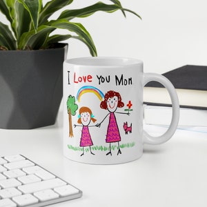 Personalized Kid's Drawing for Mom Printed on Mug, Custom Gift Custom ...
