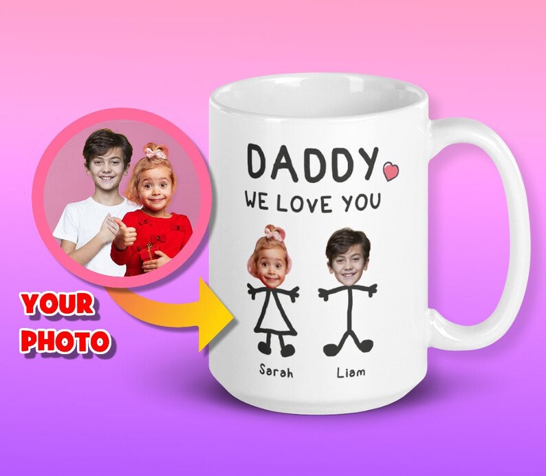 Custom Mug With His Kids' Photos and Names on It Daddy We - Etsy