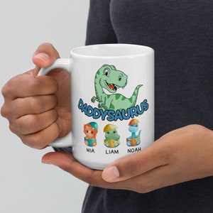 Daddysaurus Mug, Custom Dadasaurus Coffee Mug, Personalized Dinosaur ...