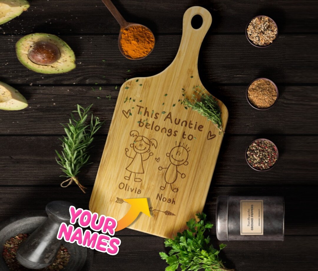 Custom Aunt Cutting Board, Custom Auntie Birthday Chopping Board, Gift ...