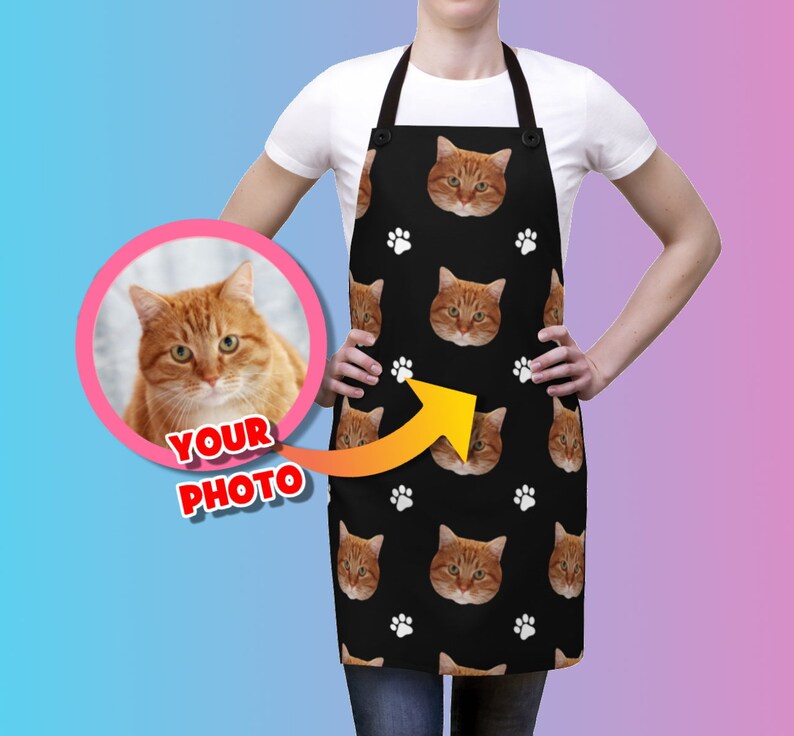 Personalized Cat Picture Apron Funny Cat Lover Apron Custom - Etsy
