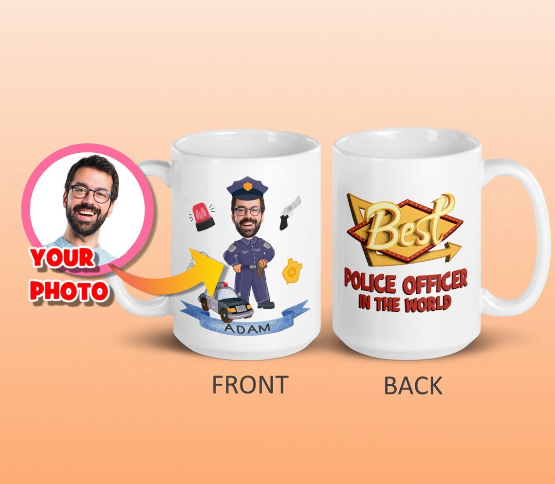 Personalized Police Officer Cartoon on Mug Custom Policeman - Etsy