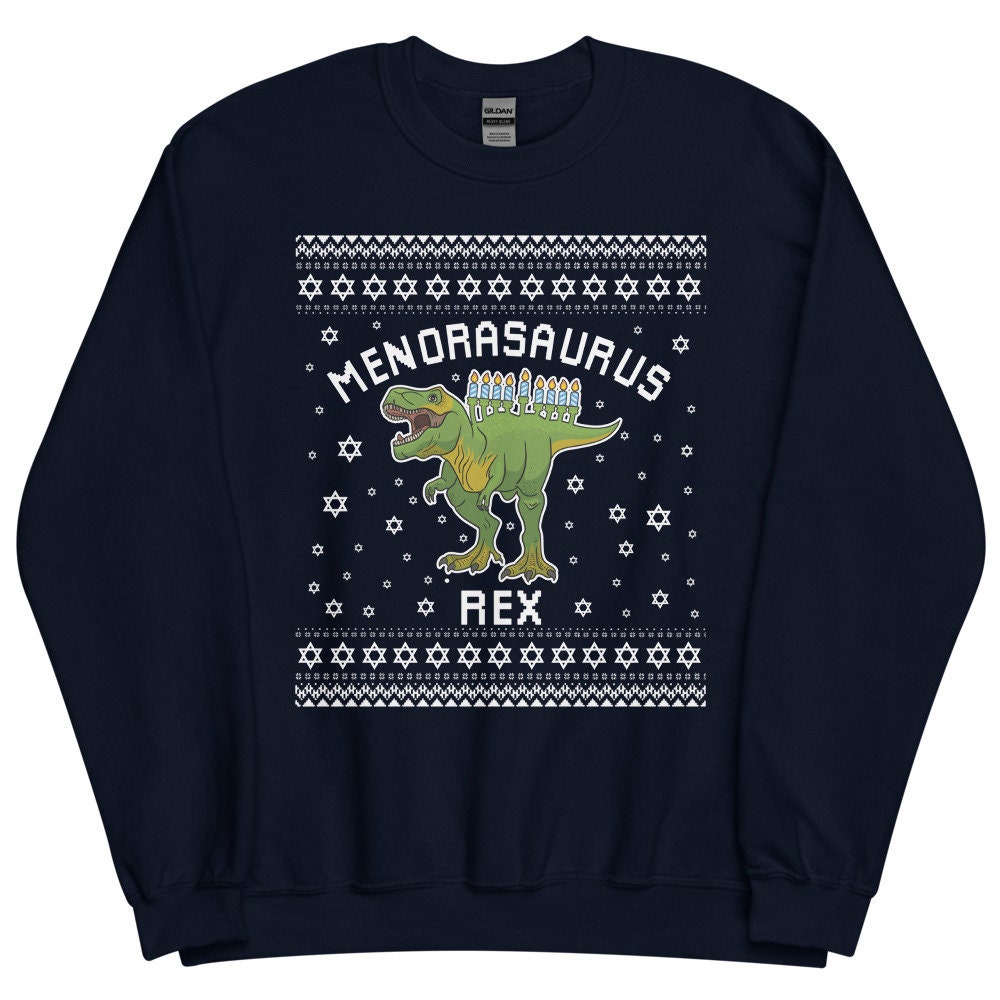 Menorasaurus Tyrannosaurus Rex Hanukkah Ugly Sweater Dinosaur - Etsy