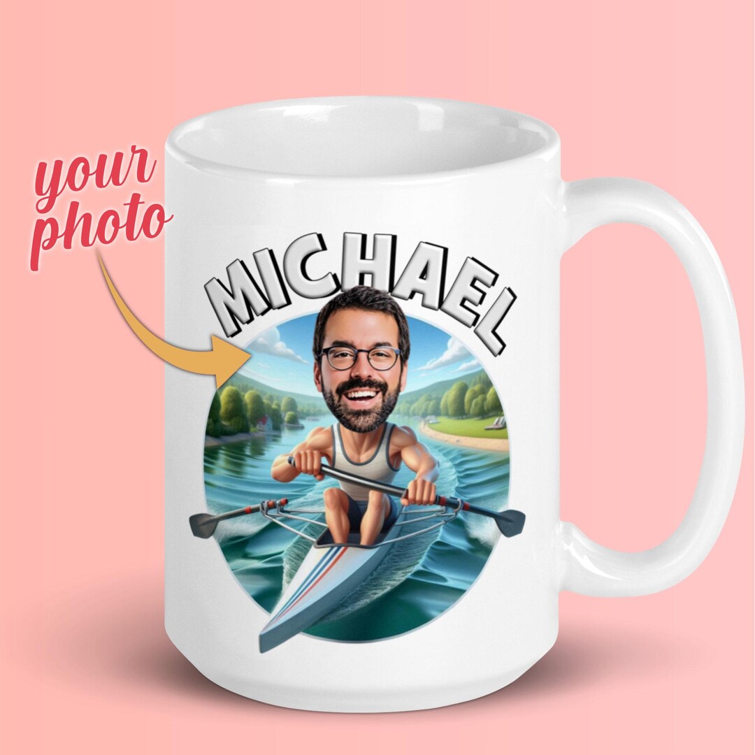 Personalized Rowing Caricature Mug, Custom Rower Mug, Funny Rowing Team ...