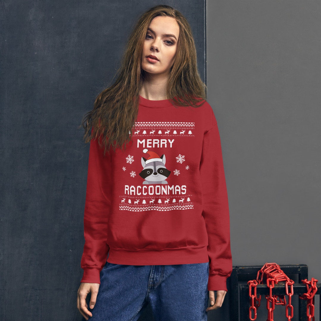 Raccoon Christmas Sweater, Raccoon Ugly Xmas Sweatshirt, Raccoon ...