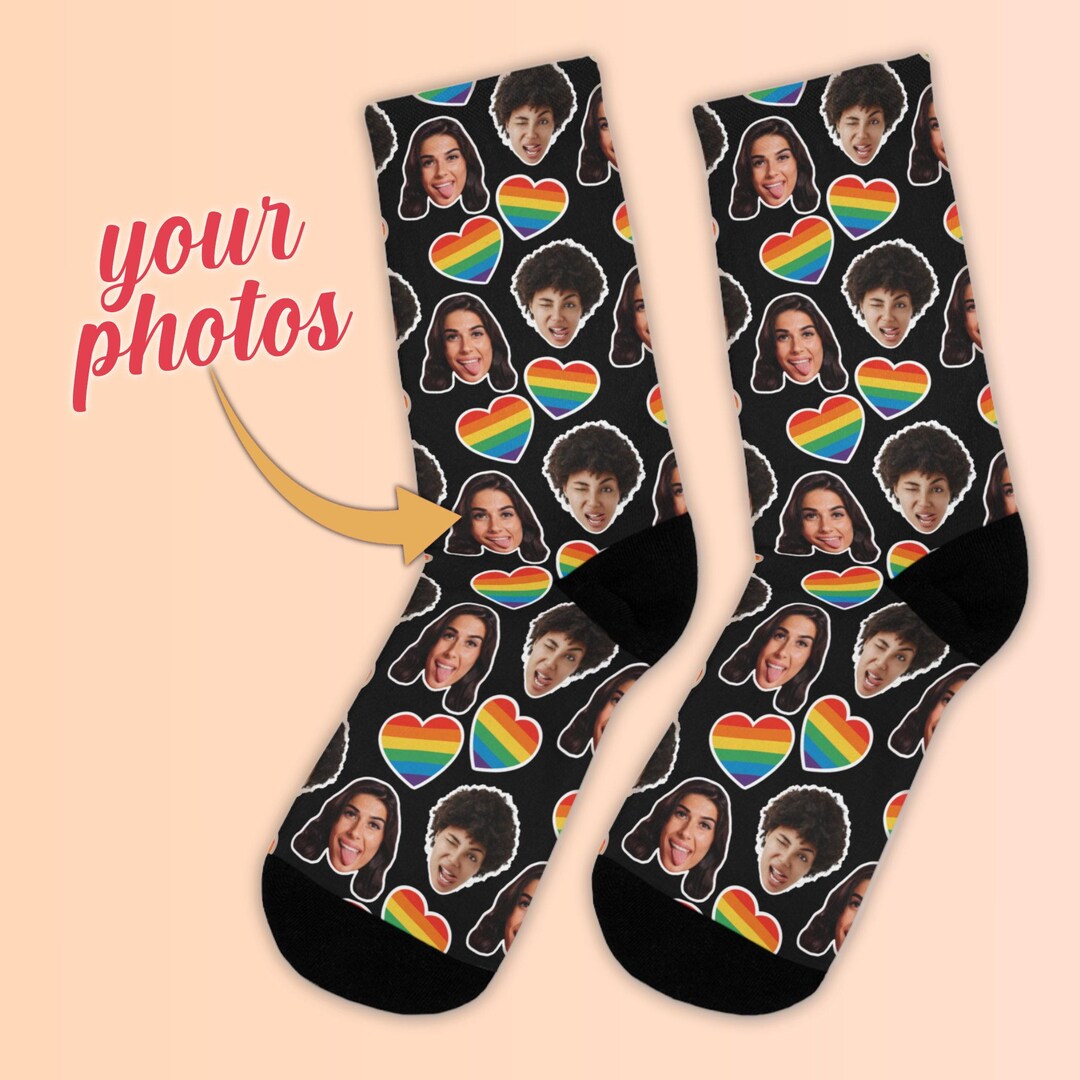Lesbian Couple Socks, LGBTQ Anniversary Day Gift, Custom Face Socks ...