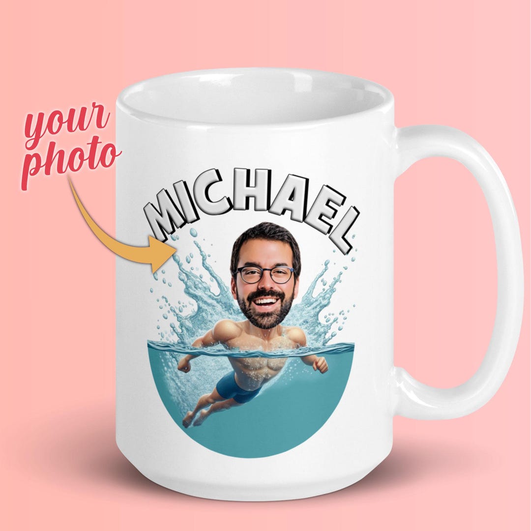 Personalized Swimming Caricature Mug, Custom Swimmer Mug, Funny ...