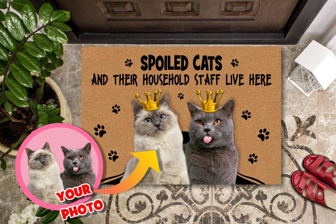 Funny Cat Doormat, Custom Cats Photo Welcome Mat, Personalized Cat ...