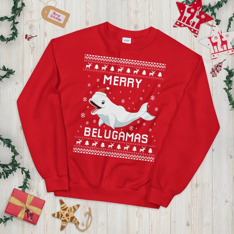 Beluga Ugly Christmas Sweater Beluga Xmas Sweatshirt Beluga - Etsy