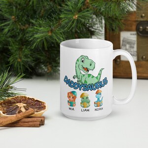 Daddysaurus Mug, Custom Dadasaurus Coffee Mug, Personalized Dinosaur ...